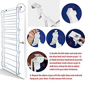 GPCT Over The Door Wall Hanging 36-Pair Shoe Rack. Fits Over Standard-Size Doors, 12 Shelves Design, Holds Sneakers, Heels, Sandals, Low Boots. Shelf Closet Wall Hanging Organizer Storage Shoe Stand