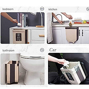 Perfuw Folding Waste Bin, Kitchen Hanging Trash Can, Collapsible Trash Bin for Kitchen Cabinet Door, Creative Wall Mounted Waste Bin for Bathroom & Car, Portable Home Garbage Storage Bucket