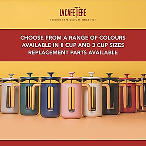 La Cafetière Pisa Cafetière, 3-Cup/350ml, Heat-Resistant Borosilicate Glass and Stainless Steel with Easy-Grip Plunger, Small French Press Coffee Maker for Loose Tea and Ground Coffee, Pink