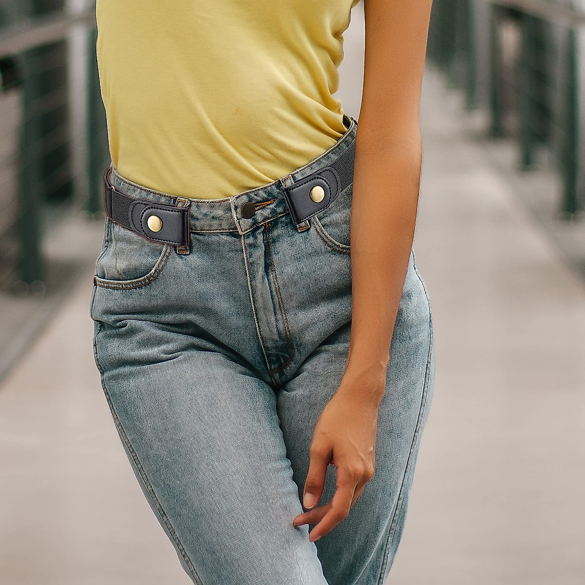 2 Pack No Buckle Free Elastic Belt for Women Men, Comfortable Adjustable Invisible Stretch Waist Belt for Jeans Shorts Pants