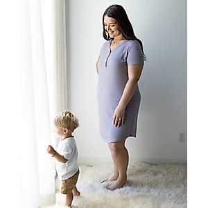 Kindred Bravely Nora Waffle Knit Bamboo Nursing & Maternity Nightgown (Pebble, Small)