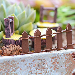 Ymeibe 35 Inch 2-Pack Miniature Fairy Garden Fence Wood Decorative Ornament Fence for Dollhouse Succulent Plant Pot DIY Diorama Project Height 2 inch (Brown)