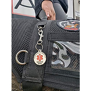 ActiveDogs.com Double Sided Service Dog Chrome Tag, ADA Access Required Federal Law Clip Tag w/Red Medical Alert Symbol - 1.25"