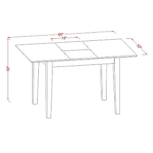 East West Furniture PSDU7-MAH-LC 7 Piece Set Consist of a Rectangle Dining Room Table with Butterfly Leaf and 6 Faux Leather Upholstered Kitchen Chairs, 32x60 Inch