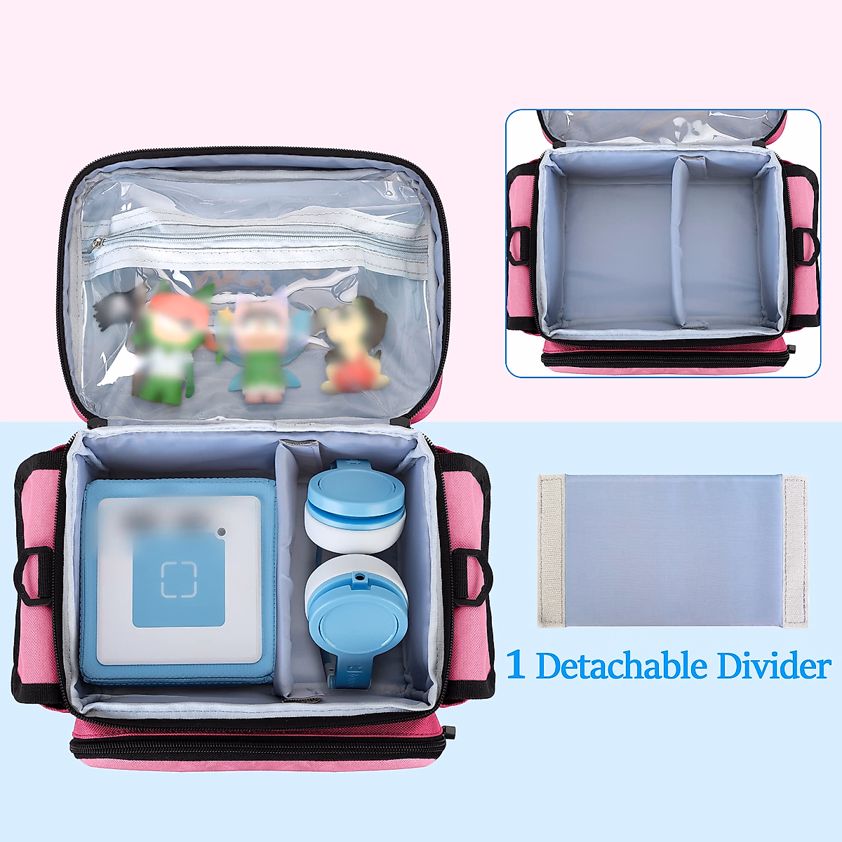 LoDrid Carrying Case Compatible with Toniebox, Portable Bag with Shoulder Strap for Audio Player Starter Set, Headphones Charging Station Storage, Rose Red (Bag Only)(Patent Design)