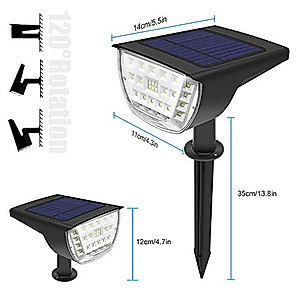 Solar Outdoor Spot Lights, [2 Pack/32 LED] IP67 Waterproof Landscape Spotlights, 3 Modes Wireless Solar Powered Garden Lights for Yard Garden Driveway Porch Patio (Warm White)