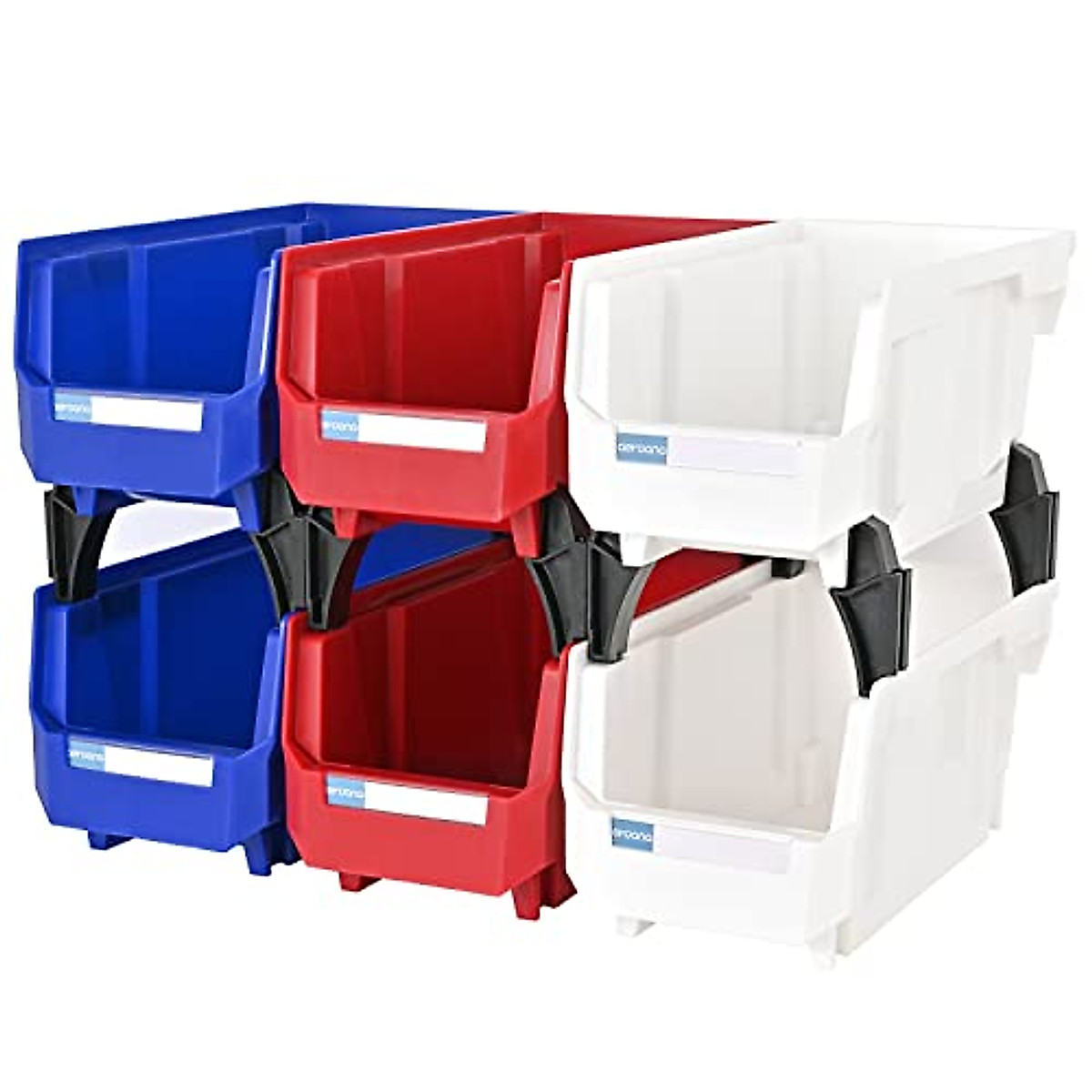 AERCANA Wall Mounted Hanging Bins Plastic Stackable Storage Bins Parts Storage Organizer Garage Storage Bins for long parts(Blue, L10.6 inch*W5.5 inch*H5 inch)