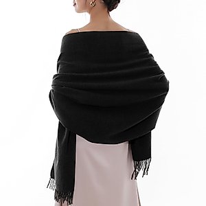 RIIQIICHY Scarfs for Women Winter Black Pashmina Shawls and Wraps for Evening Dresses Warm Large Scarves Wedding Shawl