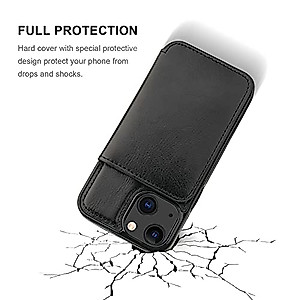KIHUWEY Compatible with iPhone 13 Wallet Case Credit Card Holder, Premium Leather Kickstand Durable Shockproof Protective Cover for iPhone 13 6.1 inch(Black)
