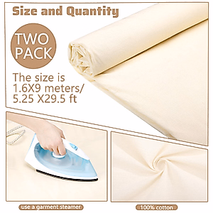 2 Pack 10 Yards Muslin Fabric, Unbleached Cotton Fabric by The Yard, Each 63 Inches x 10 Yards, Natural Textile Unbleached Fabric for Painting, Sheets, Curtains, Crafts, Backdrops