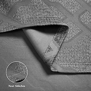 MODERNOVIA Room Darkening Curtain 96 Inches Long Trellis Geometric Pattern Jaquard Grommet Drapes for Living Room and Bedroom 2 Panels, Dark Grey