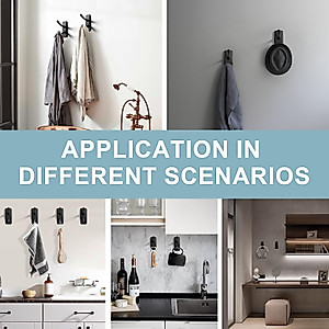 INVIHUG, Large Size Modern Adhesive Wall Hooks, Heavy Duty RV Hooks for Hanging Jacket, Coat, Towel, Robe, Loofah in Bathroom, Kitchen, Rv and Office Wall Mount (2 Packs, Black)