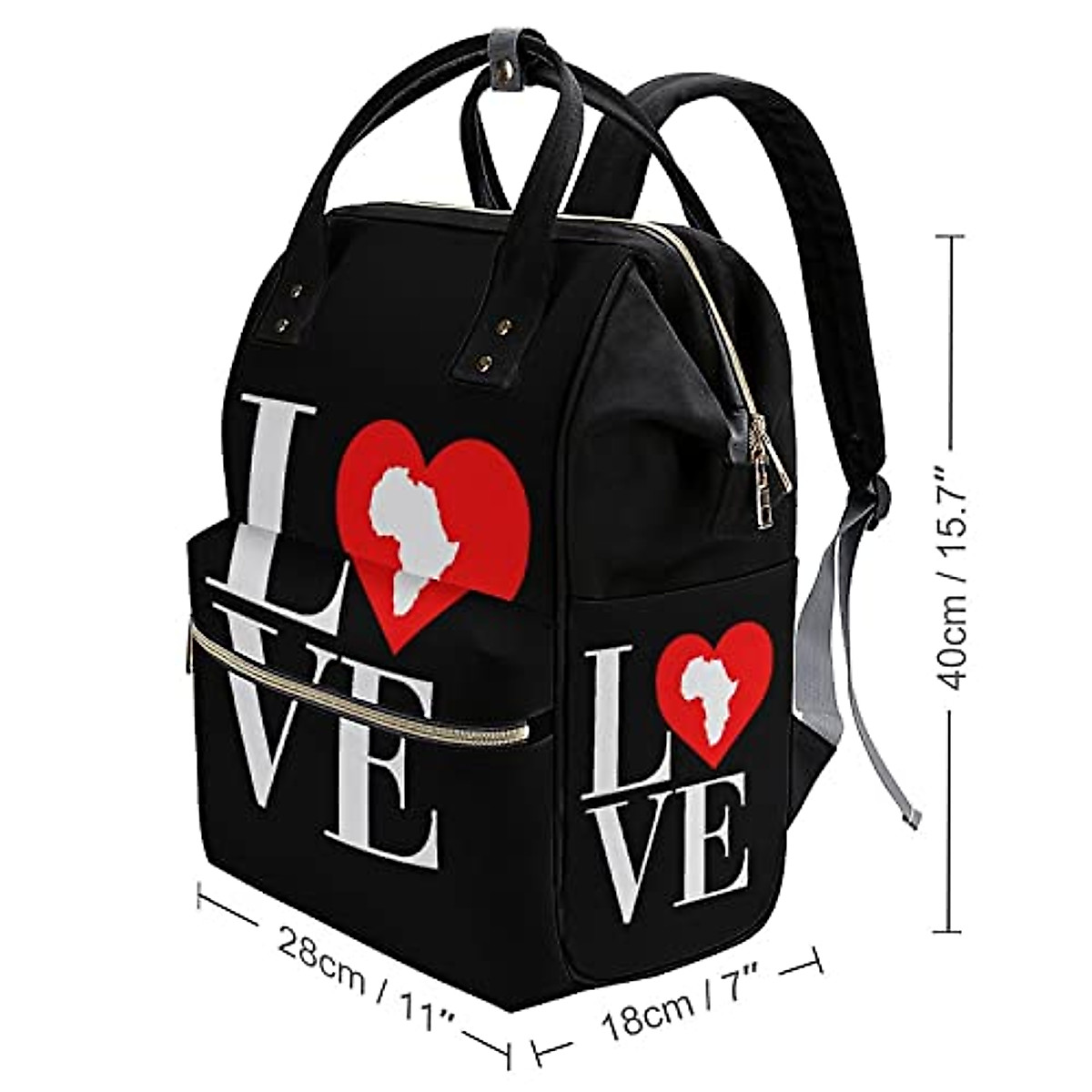 Love Africa Continent Diaper Bag Backpack Large Capacity Mommy Bags Multifunction Nappy Bag Travel Back Pack Black-Style