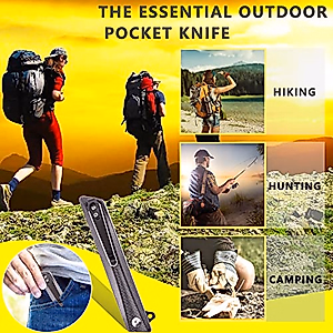 Lsqurel Pocket Knife, G-10 Carbon Fiber Handle + D2 Steel PVD Titanium Coating Blade for Men EDC Folding Knife Spring Assisted Knife 8.5 INCH