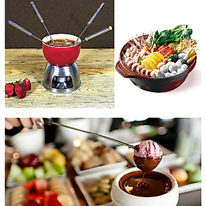 Fondue Sticks 6pcs Stainless Steel Smores Sticks with Heat Resistant Handle for Cheese Meat Chocolate Dessert Roast
