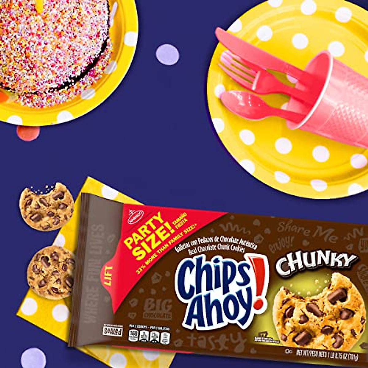CHIPS AHOY! Chunky Chocolate Chunk Cookies, Party Size, 24.75 oz