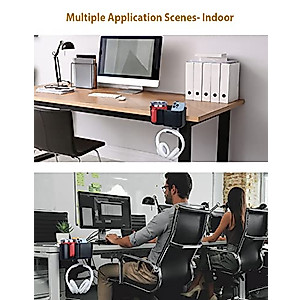 yamagahome Desk Cup Holder, 2 in 1 Table Cup Holder with Headphone Hanger, Anti-Spill Tableside Cup Holder for Water Bottles, Wheelchairs, Workstations, Gaming Desk Accessories