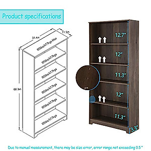 LOKATSE HOME 5-Shelf Bookcase Freestanding Display Wooden Open Storage Bookshelf for Library Bedroom and Office