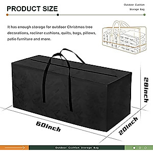 Bicherub Outdoor Cushion Storage Bag 420D Oxford Waterproof Extra Large Outdoor Cushion Storage Bag with Zipper for Outdoor Cushions, 2 Pack