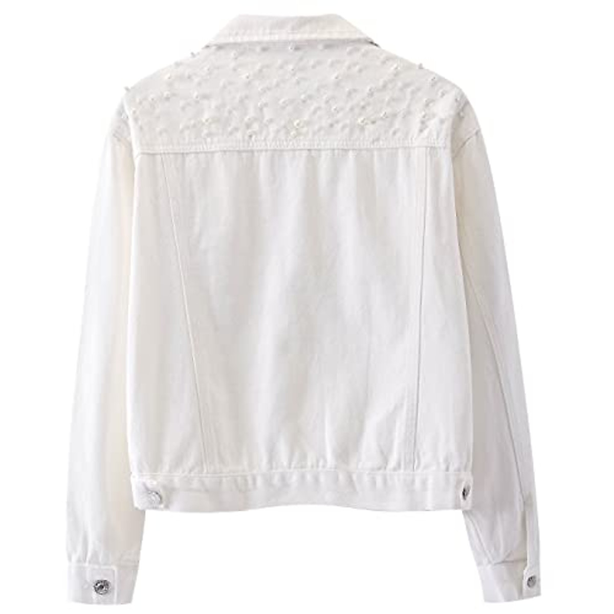 Kedera Jean Jacket Women's Oversized Distressed Short Bridal Embroidered Pearl Beading Denim Jacket