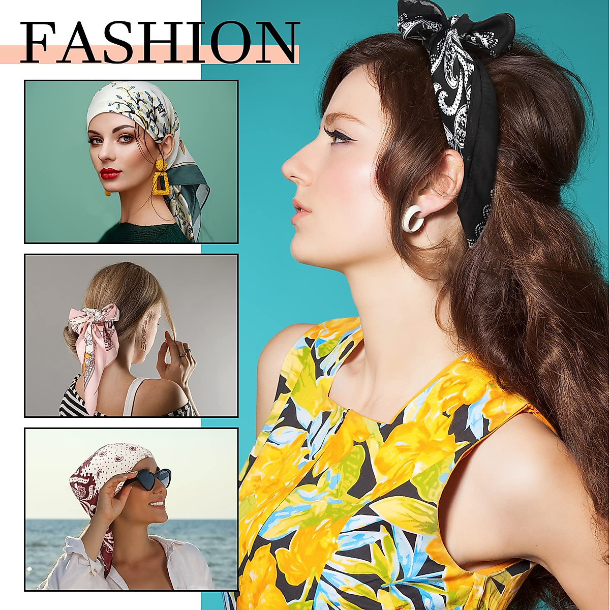 Zhanmai 8 Pcs 27.5 x 27.5 Inch Square Satin Head Scarves Women Silk Bandana Hair Scarves Hair Wrap Neck Scarf for Sleeping (Multicolor,Fresh)