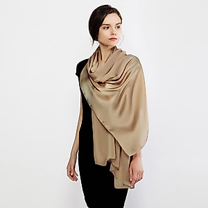 RIIQIICHY Women Shawls and Wraps for Evening Dresses Like Chiffon Camel Silk Scarf Formal Silky Pashmina Shawls for Weddings