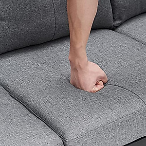 EMKK Modern Sectional Sofa Set with Left Chaise Lounge Upholstered Corner L Shaped Sofá Living Room Couch w/Cup Holder, Arm Nail for Home/Office, Gray LeftChaise