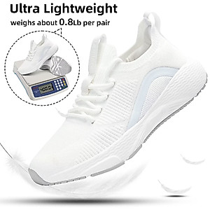 Lamincoa Women's White Running Shoes Walking Sneakers Slip On Breathable Tennis Shoes Memory Foam for Athletic Gym Workout,7