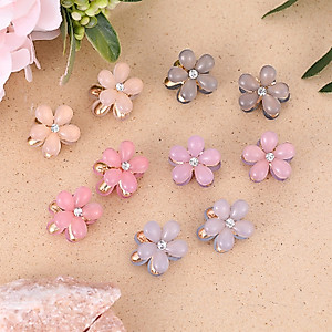 Paderison 10Pcs Flower Hair Clips for Girls Small Hair Claw Clips Mini Flower Hair Clips with Crystal Cute Metal Claw Clips Sparkling Hair Barrettes Nonslip Side Clip Hair Accessories for Women