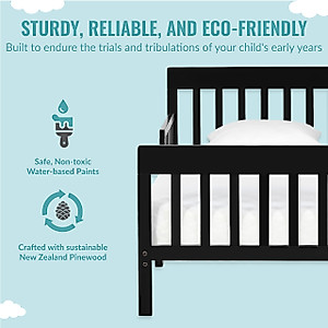 Dream On Me Finn Toddler Bed in Black, Greenguard Gold and JPMA Certified, Non-Toxic Finish, Made of Sustainable New Zealand Pinewood, Wooden Nursery Furniture