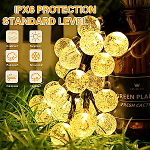 Garden Solar String Lights, 200 LEDs 72ft 8 Modes Waterproof Crystal Globe Balls Lighting for Outdoor Patio Lawn Garden Yard Decoration Wedding Holiday Home Party Wedding Christmas Decor (Warm White)