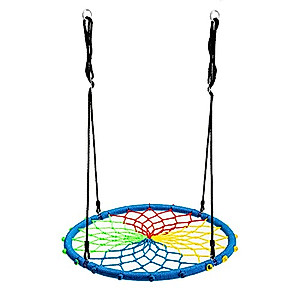 walsport 40” Spider Web Tree Swing Outdoor Saucer Tree Swing 330lb Weight Capacity Outdoor Swing for Kids Adults Extra Safe and Durable Easy to Install Red&Yellow&Blue&Green