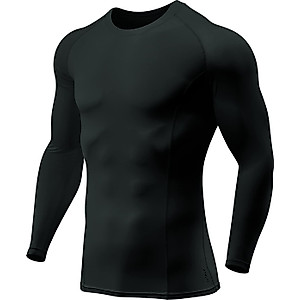 ATHLIO Men's UPF 50+ Long Sleeve Compression Shirts, Water Sports Rash Guard Base Layer, Athletic Workout Shirt, 3pack Black/Black/Black, Large