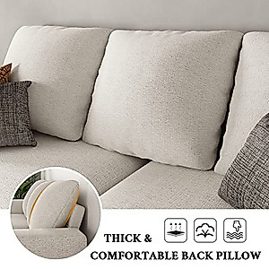 VanAcc Sofa, 3 Seater Comfy Couch Sofa- Extra Deep Seated Oversized Sofa, 97" Contemporary Couches for Living Room, Bedroom and Office (Beige,Chenille)
