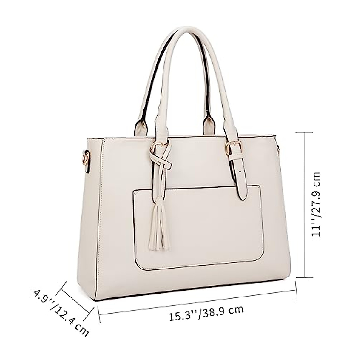 Laptop Tote Bag for Women, Cute Computer Bag Large Laptop Purse Shoulder Handbag Work Tote Briefcase Top Handle Satchel for Women - Beige