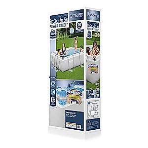 Bestway 1056631USX22 Power Steel Above Ground Swimming Pool, 9'3" x 6'5" x 33", White & HYDROTOOLS by SWIMLINE Mini Chemical Dispenser for Spas and Personal Pools, Supports 1’’ Tablets