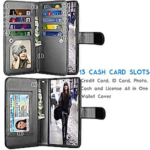 Galaxy Note 20 Ultra Case, Note 20 Ultra 5G Wallet Case, Luxury Cash Credit Card Slots Holder Carrying Flip PU Leather Cover [Detachable Magnetic Hard Case] for Samsung Galaxy Note20 Ultra [Black]