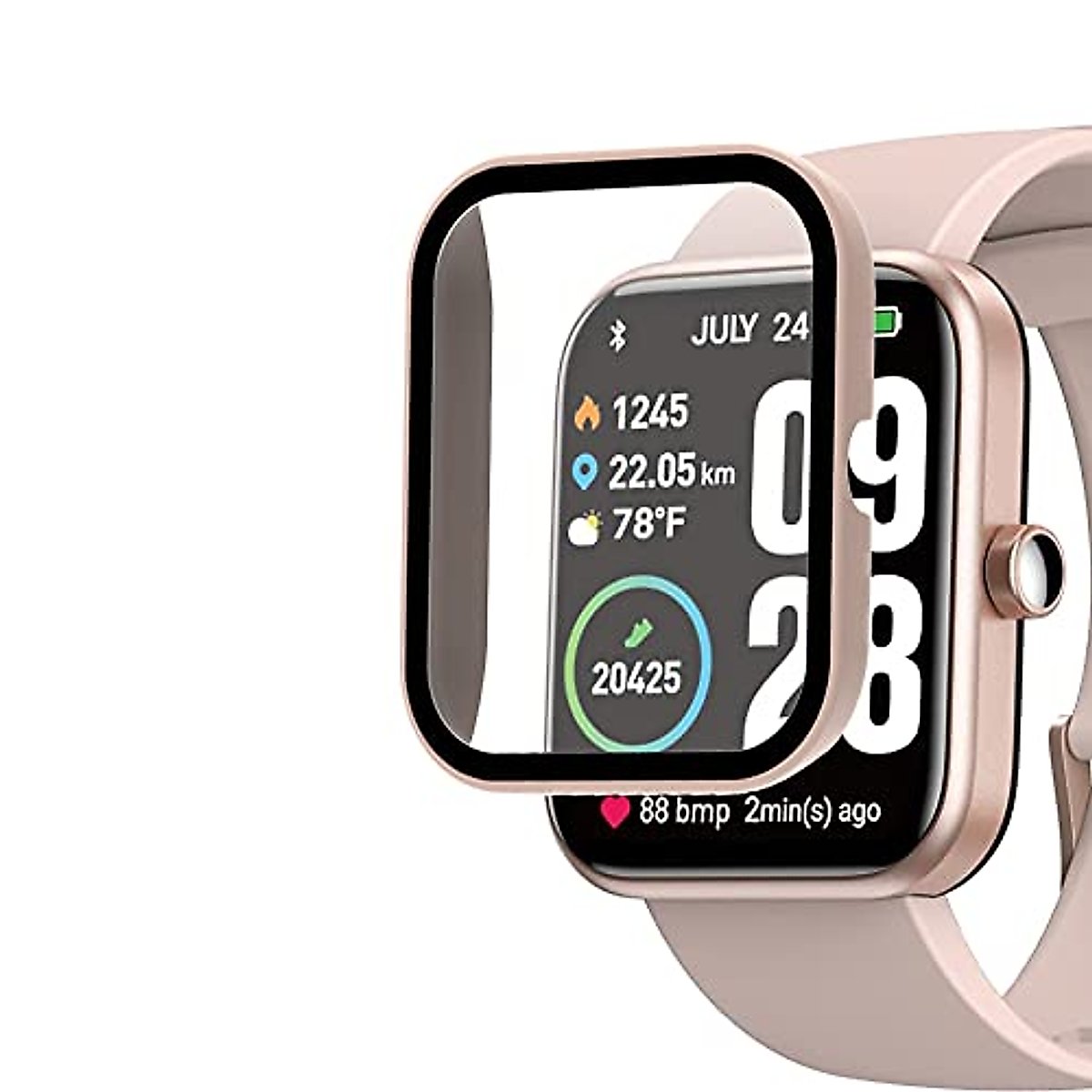 smaate Watch Cases with Screen Protector for S2, Compatible with TOZO S2 1.69” Smartwatch, Hard PC Case with Tempered Glass Screen Protector, Protecting Watch Body & Screen, Anti-Scratch Anti-Shatter