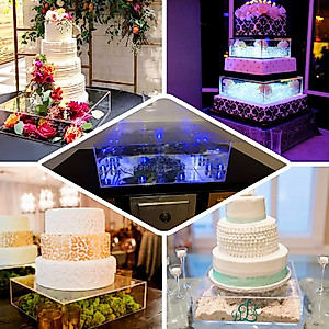 Efavormart 14"x14" | Silver Acrylic Cake Box Stand, Mirror Finish Display Box Pedestal Riser with Hollow Bottom