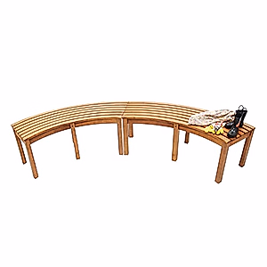 Achla Designs 125-0011 Curved Backless, Natural Bench, Oiled Finish