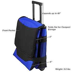 MoxAc Capacity of 60 cans can be Folded Insulation Roller Fresh Box - Royal Blue, The telescoping Handle and Wheels Make it Easy to Transport.