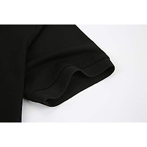 Alex Vando Mens Polo Shirts Short Sleeve Regular Fit Fashion Designed Shirt,Black,XLarge