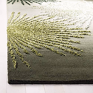 SAFAVIEH Soho Collection Area Rug - 5' x 8', Green & Multi, Handmade Starburst Wool & Viscose, Ideal for High Traffic Areas in Living Room, Bedroom (SOH712G)