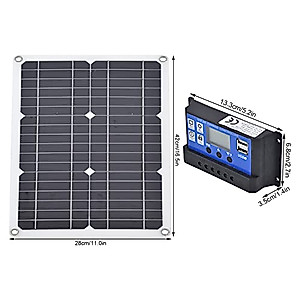 20W 20V Solar Panel, Strong Resistance Versatile Waterproof Good Output Efficiency Monocrystalline Silicon Solar Panel for Car Batteries