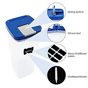 Airtight Food Storage Container Set 8 PC with Labels and Marker,BPA Free Plastic Dry Food Canisters for Kitchen Pantry Organization,Suitable for Flour, Sugar and Cereal