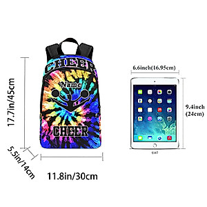SunFancyCustom Tie Dye Cheer Cheerleader Backpack Bookbags Laptop Bag Casual Travel Daypack for Camping Shopping