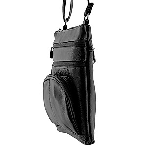 SILVERFEVER Genuine Leather Organizer Handbag Cross Body - Shoulder Travel Bag (Red)