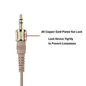 CANFON Cafon Pro 3.5mm Omni-directional Condenser Headset Microphone Input Line Compatible with Sony UWP V1/D11/D21 Microphones Transmitter, such as UWP UTX-B2/B03/B40, Skin color to hide