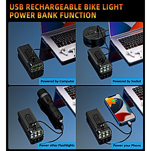 2025 New 6 LED 10000 Lumen Super Bright Bike Lights for Night Riding,360°Rotatable Bike Headlight,Bicycle Light-10 Modes,Runtime 36+ hrs,Upgrade Waterproof USB Rechargeable Bike Light,with Taillight