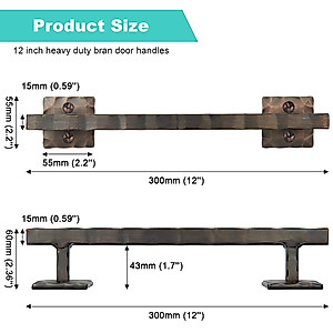 Eumtenr 12" Barn Door Handles for Sliding Door, Heavy Duty Large Rustic Design Barn Door Pull, for DIY Sliding Barn Door, Gate, Shed, Garage | Square Solid Metal Material, Oil Rubbed Bronze